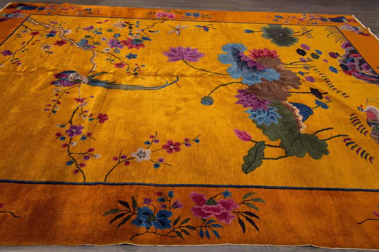 Yellow Chinese Art Deco Rug at 1stDibs