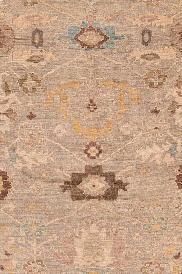 21st Cent. Modern Tan, Blue Persian Sultanabad Rug For Sale at 1stDibs
