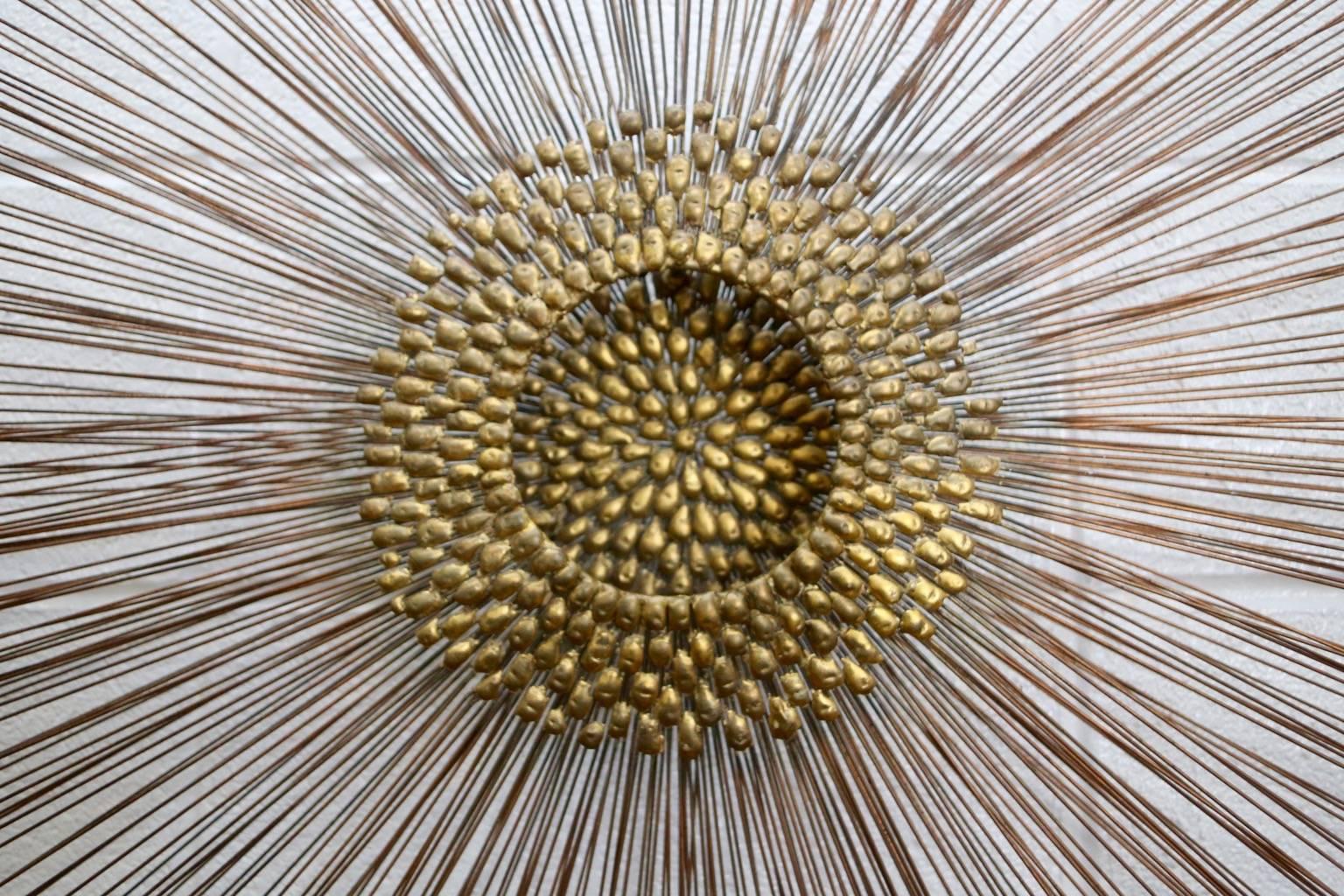 Mid-Century Brutalist Copper Sunburst Wall Sculpture by William Friedle ...