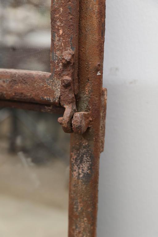Antique 19th Century Industrial Iron Window Mirror at 1stDibs