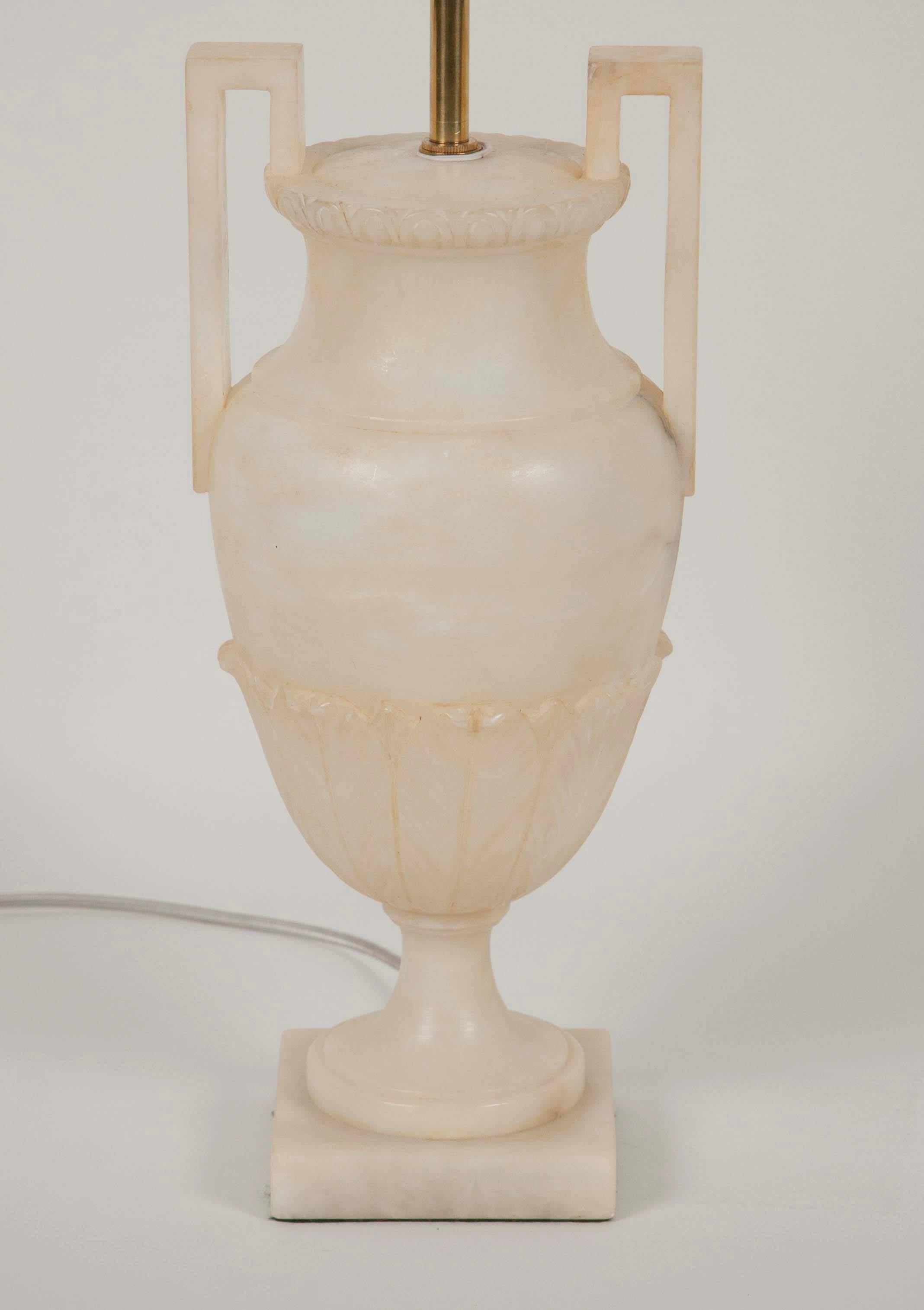 Pair of Alabaster Urn Form Lamps at 1stDibs | alabaster urn lamp