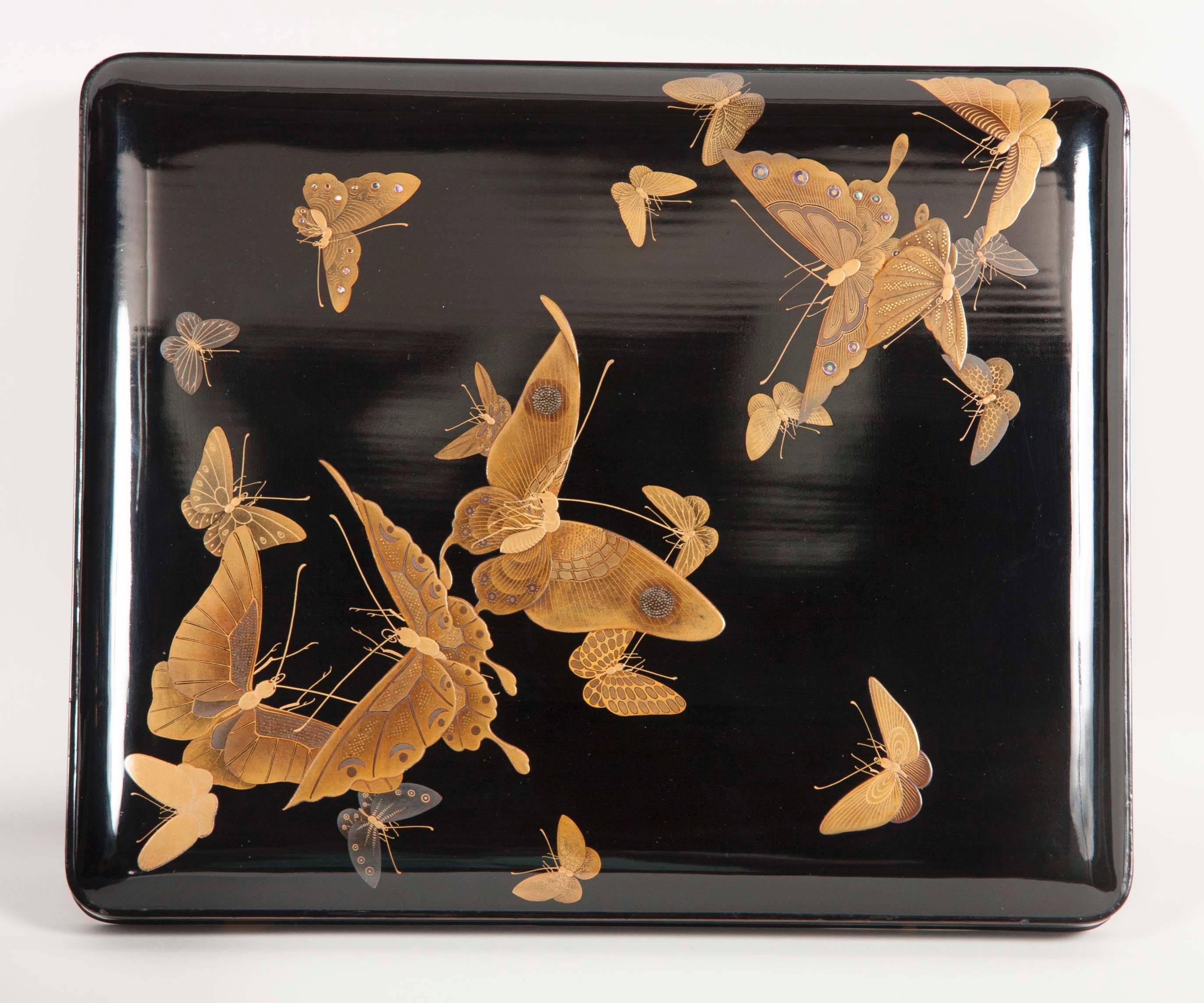 Large Japanese Black Lacquer Ryoshibako 'Document' Box at 1stDibs ...