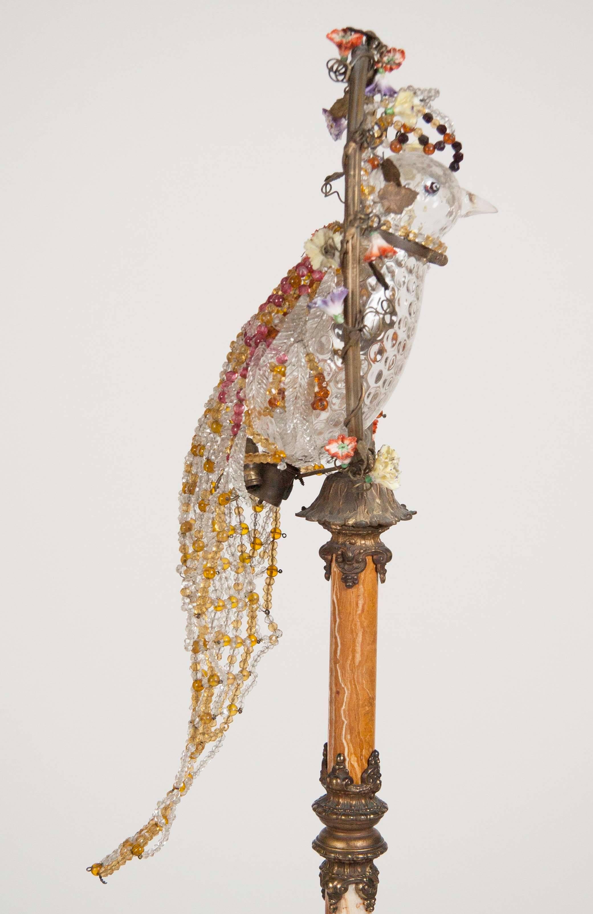 Czech Glass Beaded Bird Floor Lamp at 1stDibs | beaded floor lamp