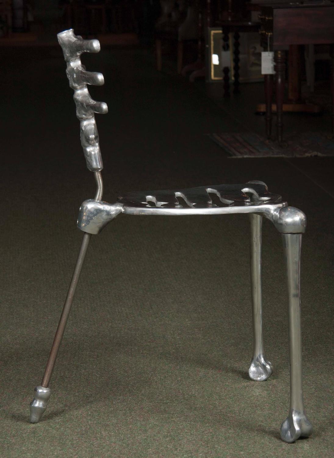 Polished Aluminum Skeleton Form Chair For Sale at 1stdibs