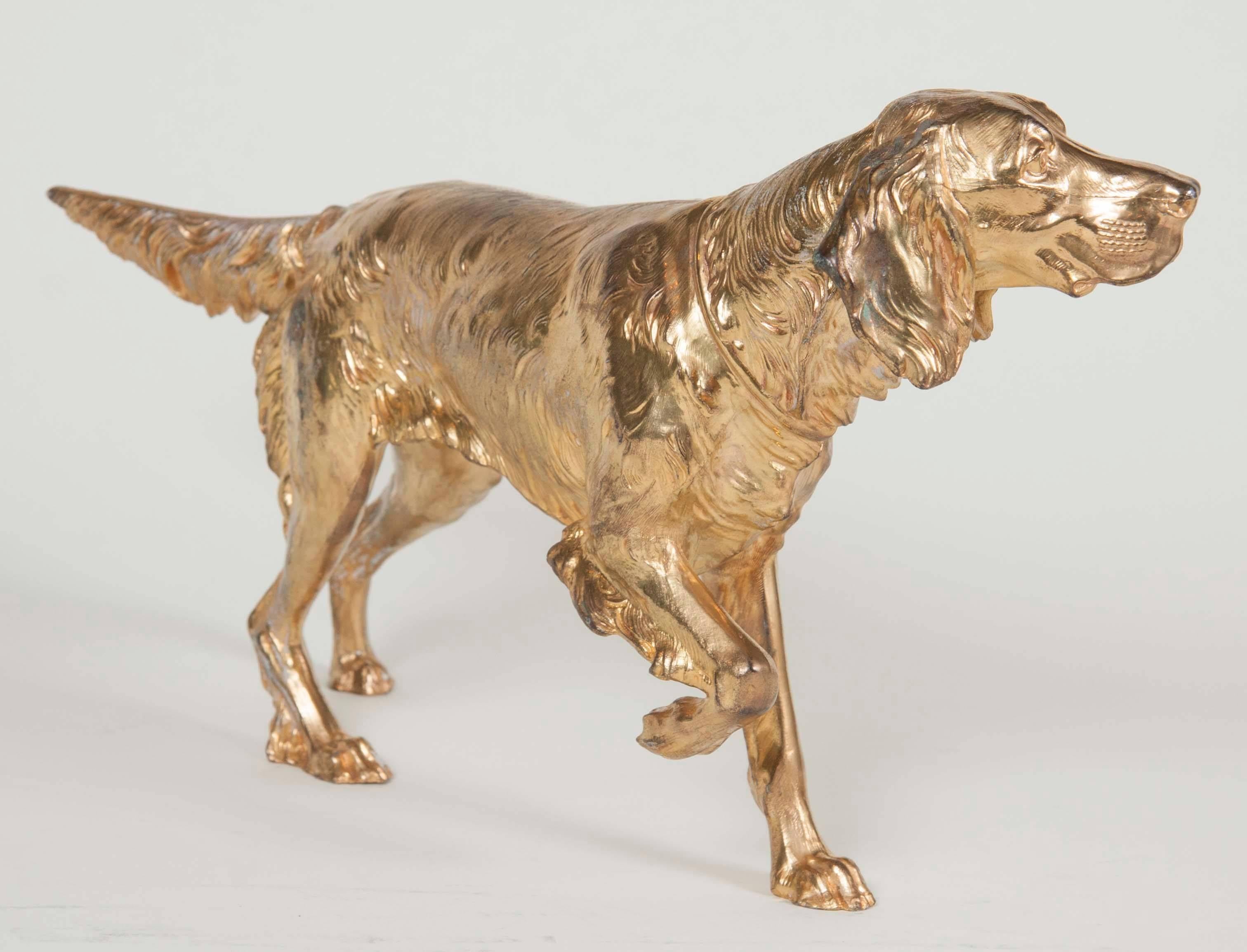 Gilt Metal Figure of a Setter at 1stDibs