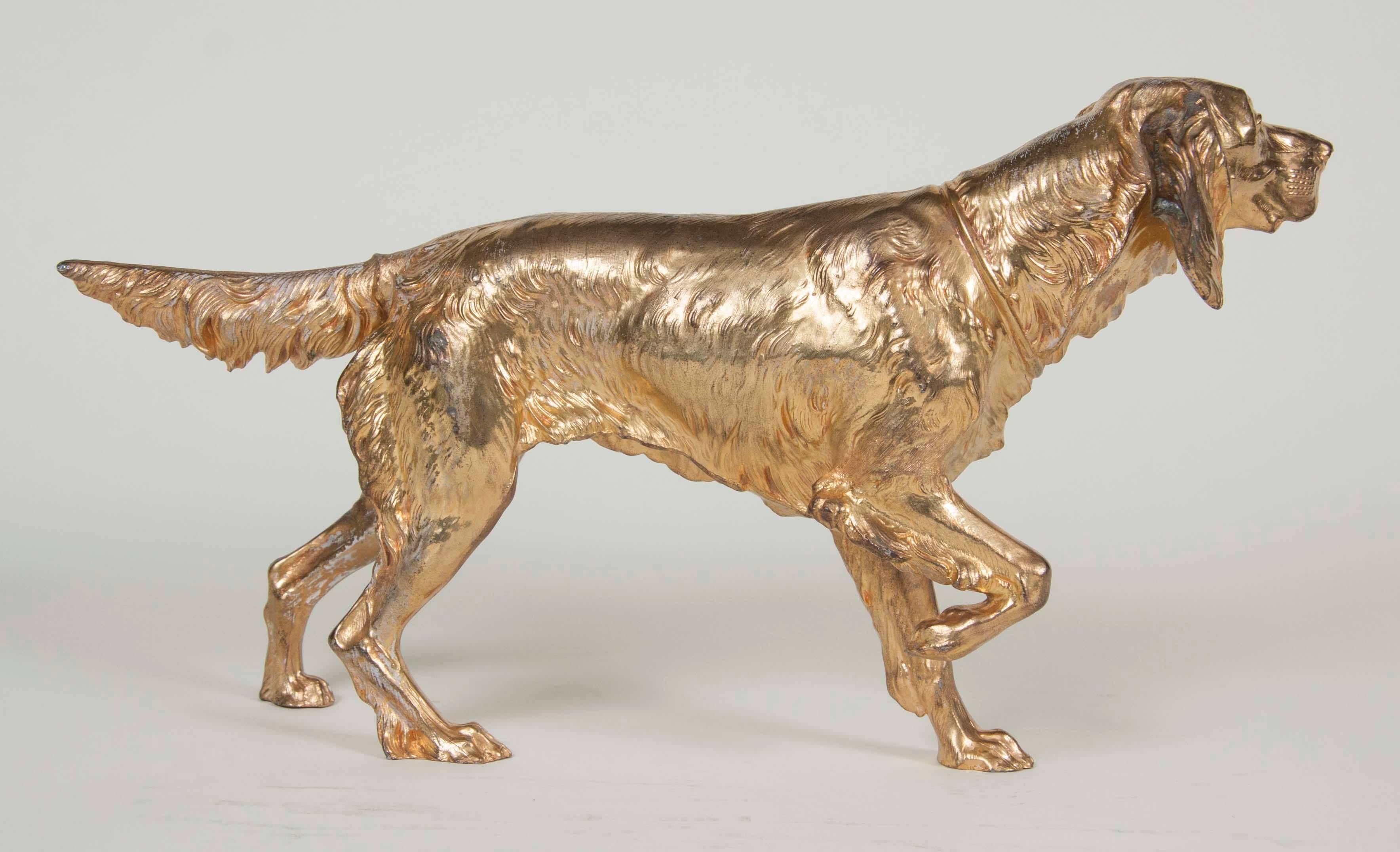 Gilt Metal Figure of a Setter at 1stDibs