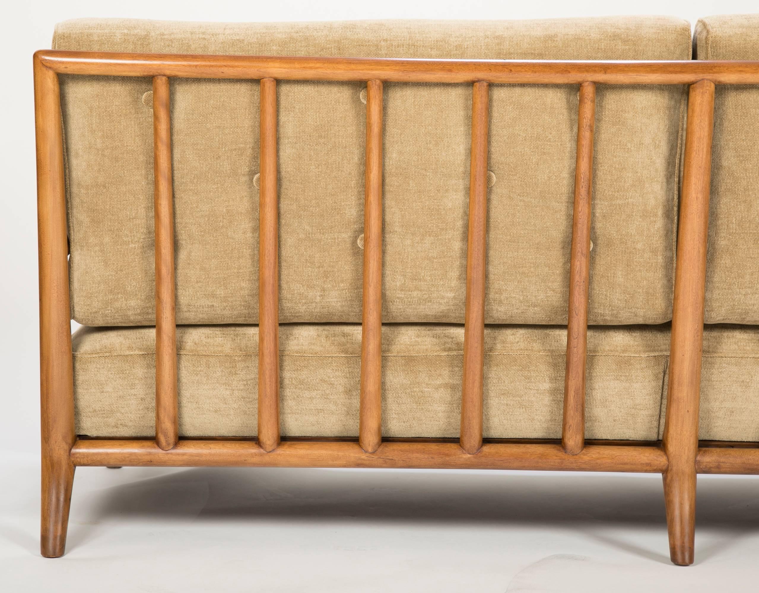 T.H. Robsjohn-Gibbings Bleach Mahogany Sofa with Exposed Frame at 1stDibs