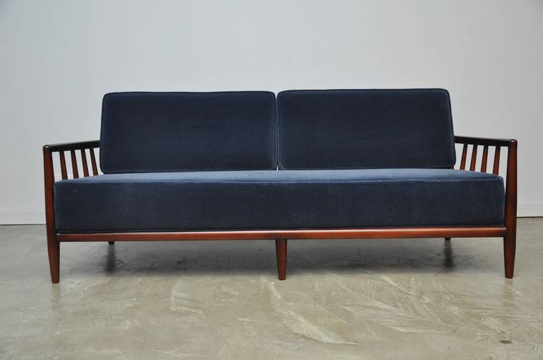 T.H. Robsjohn-Gibbings Open-Arm Sofa in Deep Blue Mohair For Sale at ...