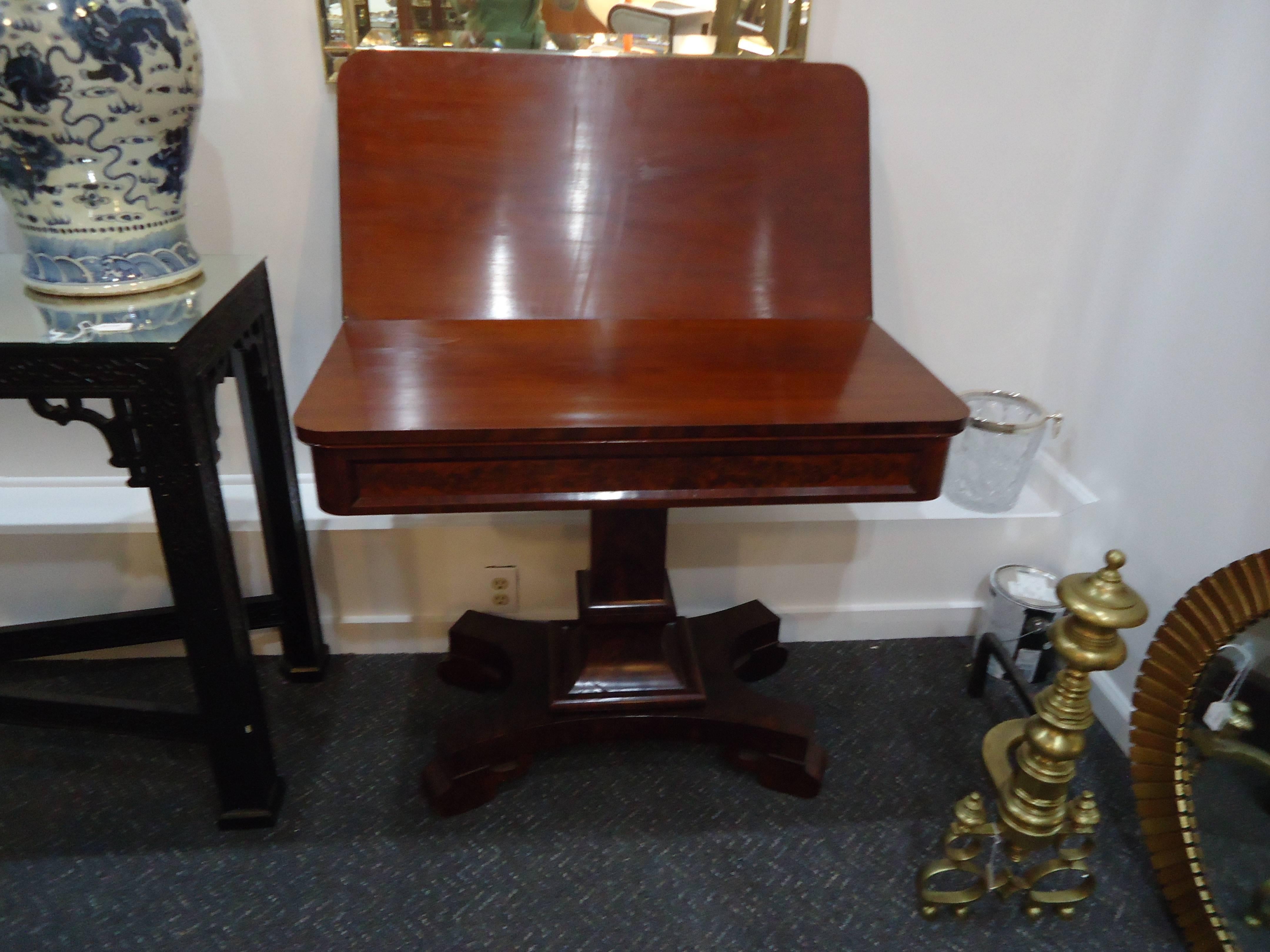 Elegant Regency Crotch Mahogany Side Table Game Table at 1stDibs