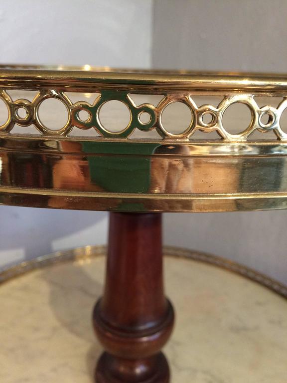 Elegant Three-Tier Walnut, Marble and Brass Circular Server For Sale at ...