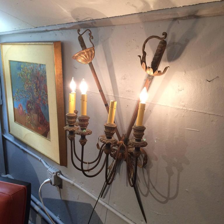 Antique French Sword Motiffe Sconce at 1stDibs