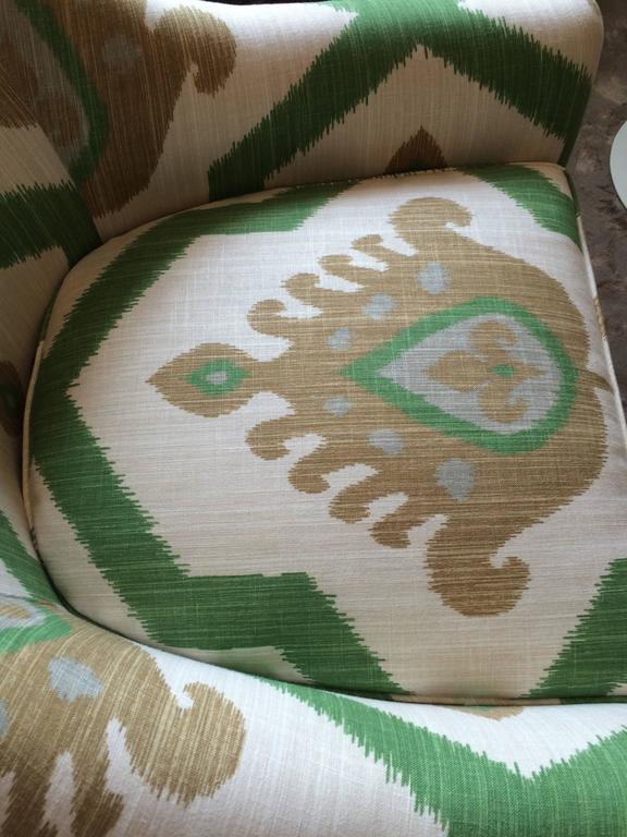 Striking Vintage Ikat Upholstered Club Chair and Crescent Shaped ...