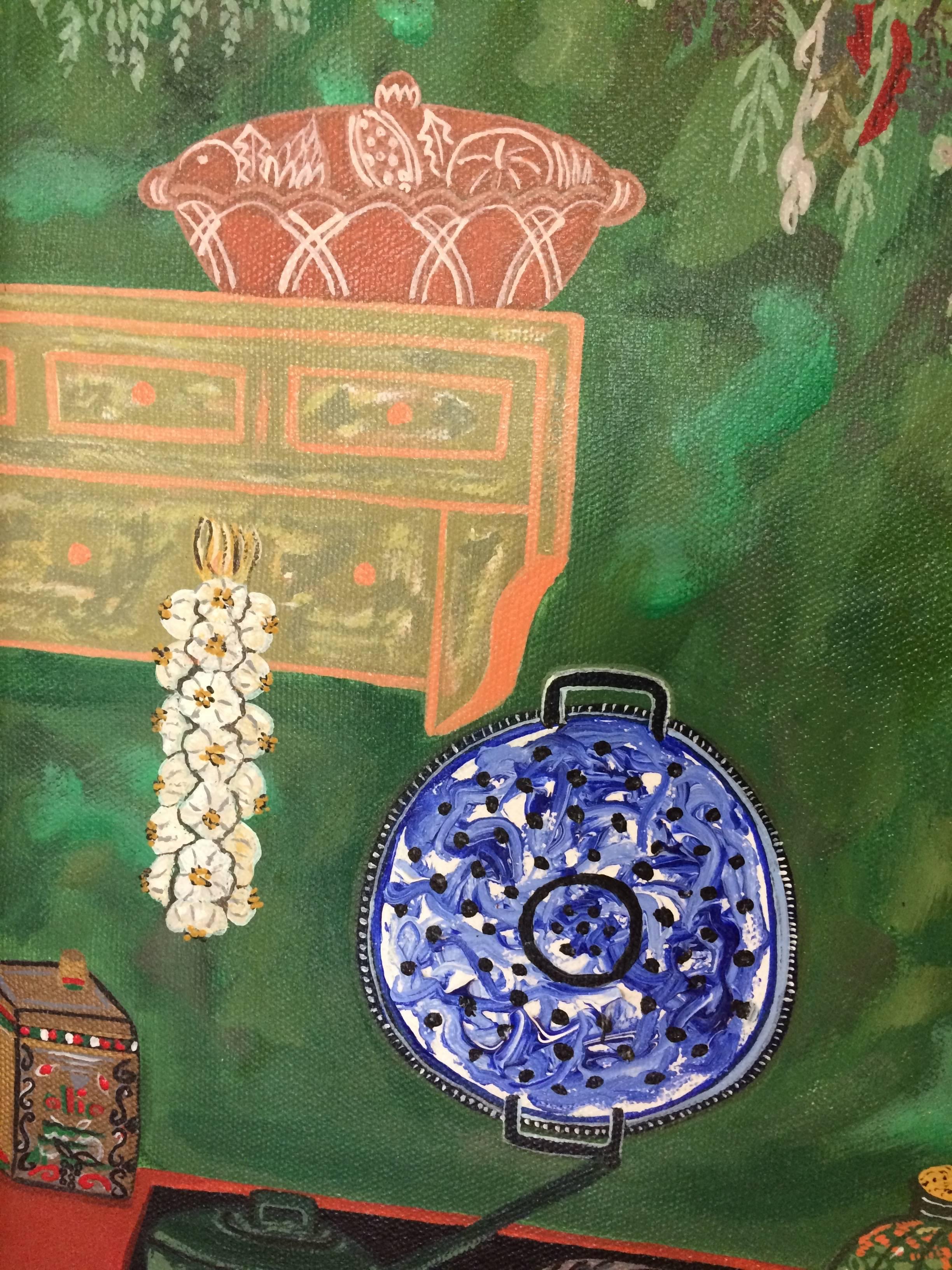 Charming Original Painting of Aga Stove and Kitchen Interior For Sale ...