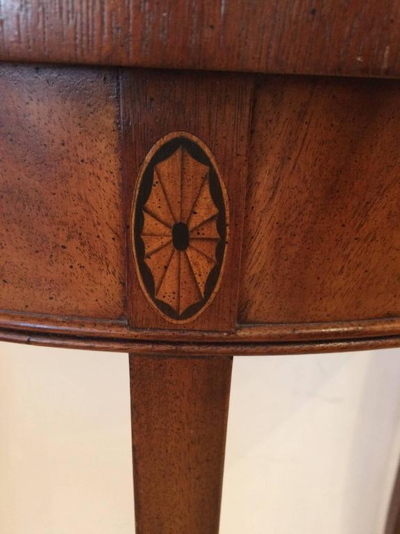 Lovely Small Mahogany and Satinwood Inlay Demilune Console Table at 1stDibs