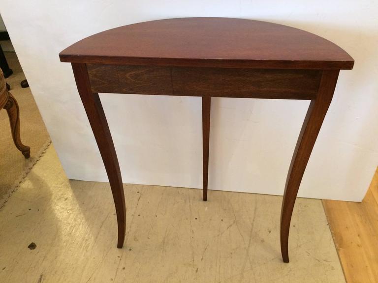 Lovely Small Mahogany and Satinwood Inlay Demilune Console Table at 1stDibs
