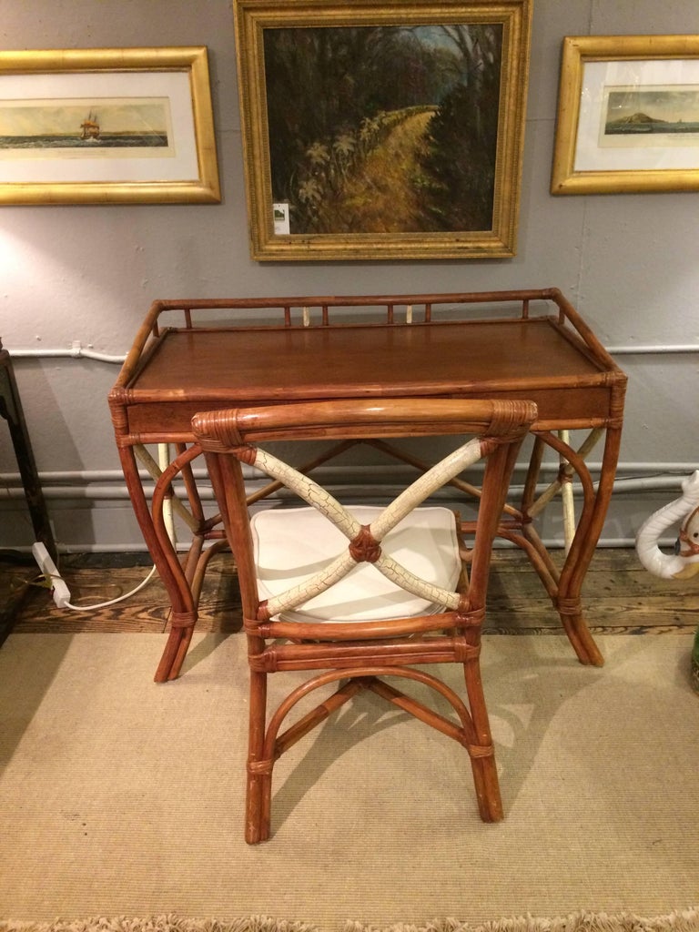 Great Looking Bamboo Desk and Matching Chair at 1stDibs