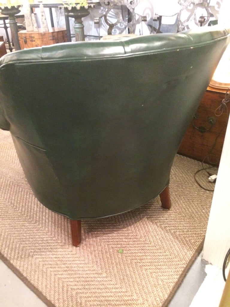 Yummy Pair of Dark Green Leather Tufted Club Chairs at 1stDibs | green ...