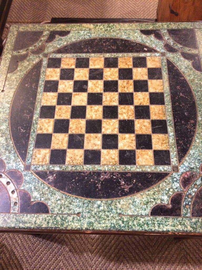 Wooden and Slate Game Board Motife Side Table For Sale at 1stDibs