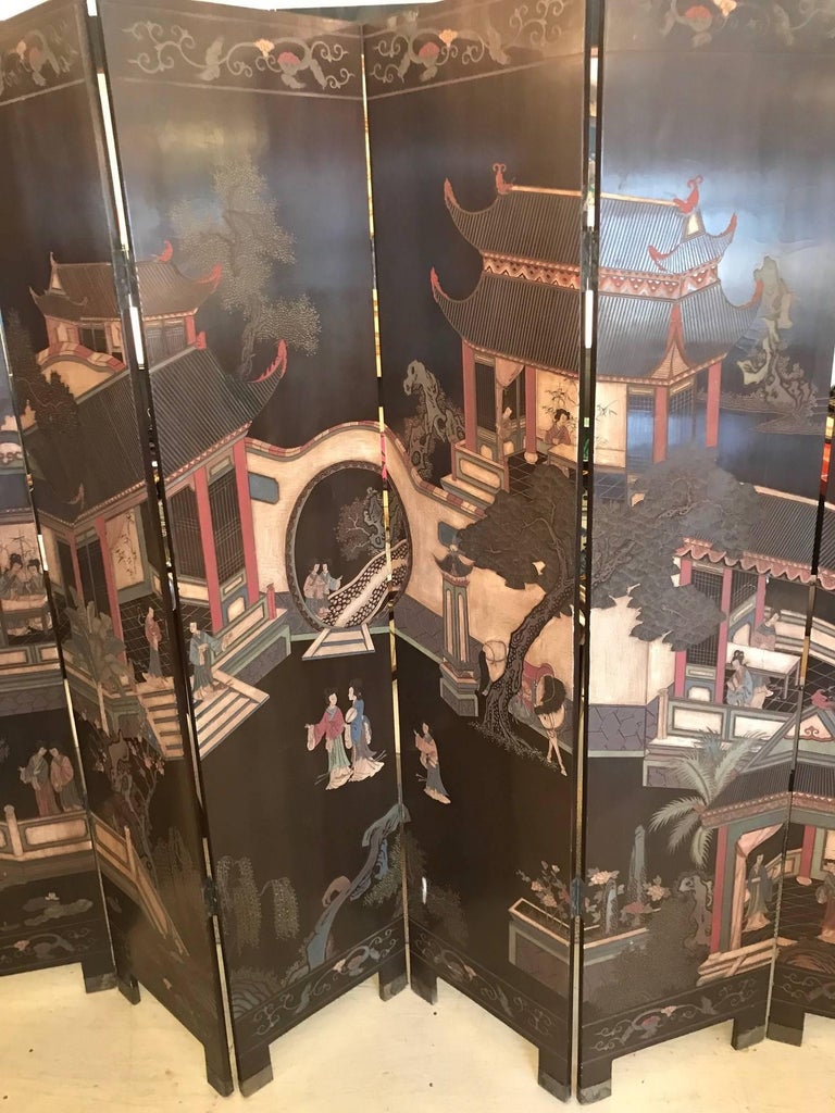 Impressive Six-Panel Asian Screen at 1stDibs