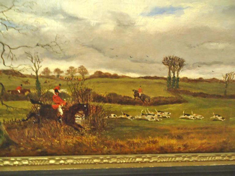 Set of Four Charming 19th Century Fox Hunting Oil Paintings For Sale at ...