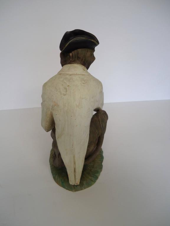 Soulful Italian Terracotta Monkey Statue For Sale at 1stDibs