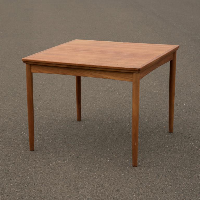 Danish Square Teak Flip Top Card Table with Leaves at 1stDibs