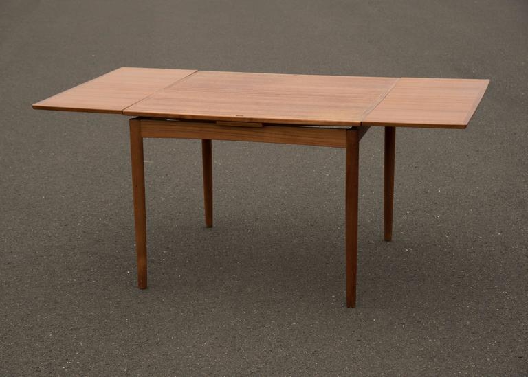 Danish Square Teak Flip Top Card Table with Leaves at 1stDibs
