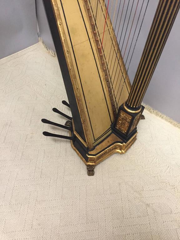 Dramatic Italian Ebonized and Gilded Neoclassical Style Harp at 1stDibs