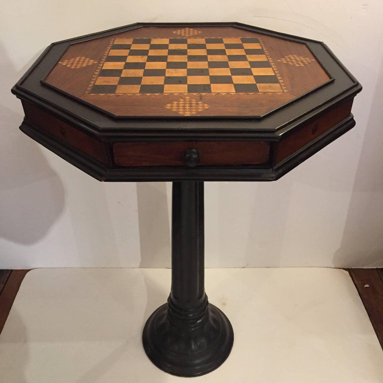 Handsome Octagonal Checkerboard Side Table at 1stDibs