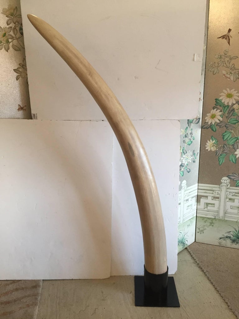 Super Dramatic Pair of Faux Elephant Tusks Sculptures at 1stDibs