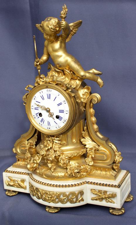 French Louis XVI Figural Clock in Chased and Gilt Bronze For Sale at ...