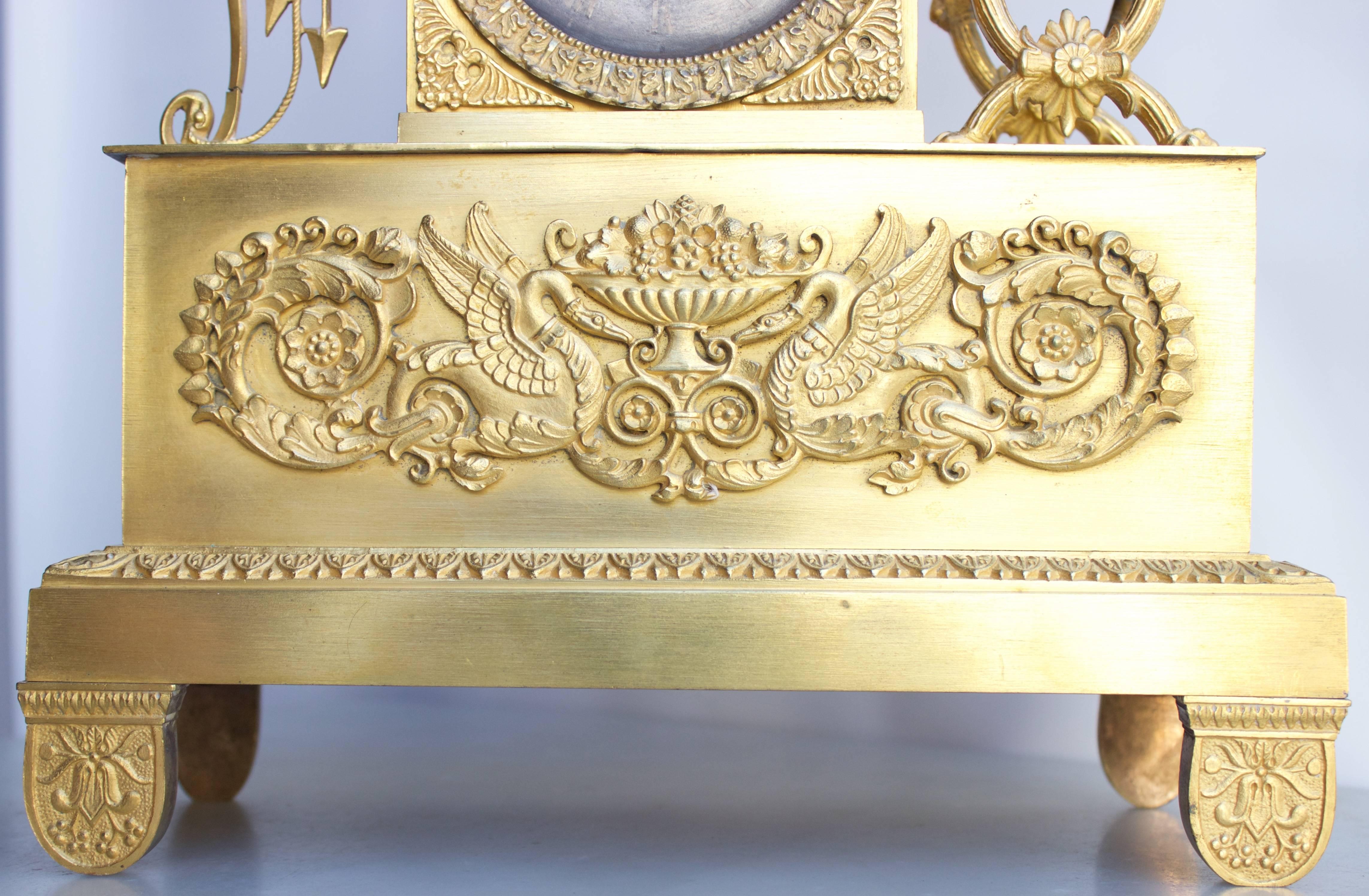 French Directoire Ormolu Bronze Clock For Sale at 1stDibs