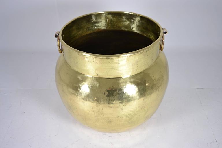 Large Hammered Brass Fire Log Bucket at 1stDibs