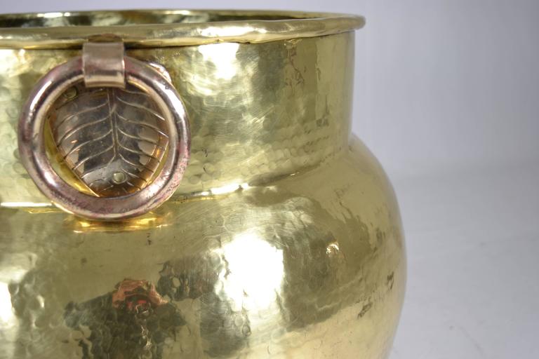 Large Hammered Brass Fire Log Bucket at 1stDibs