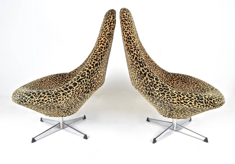 Pair of 1960s Swivel Chairs in Leopard at 1stDibs