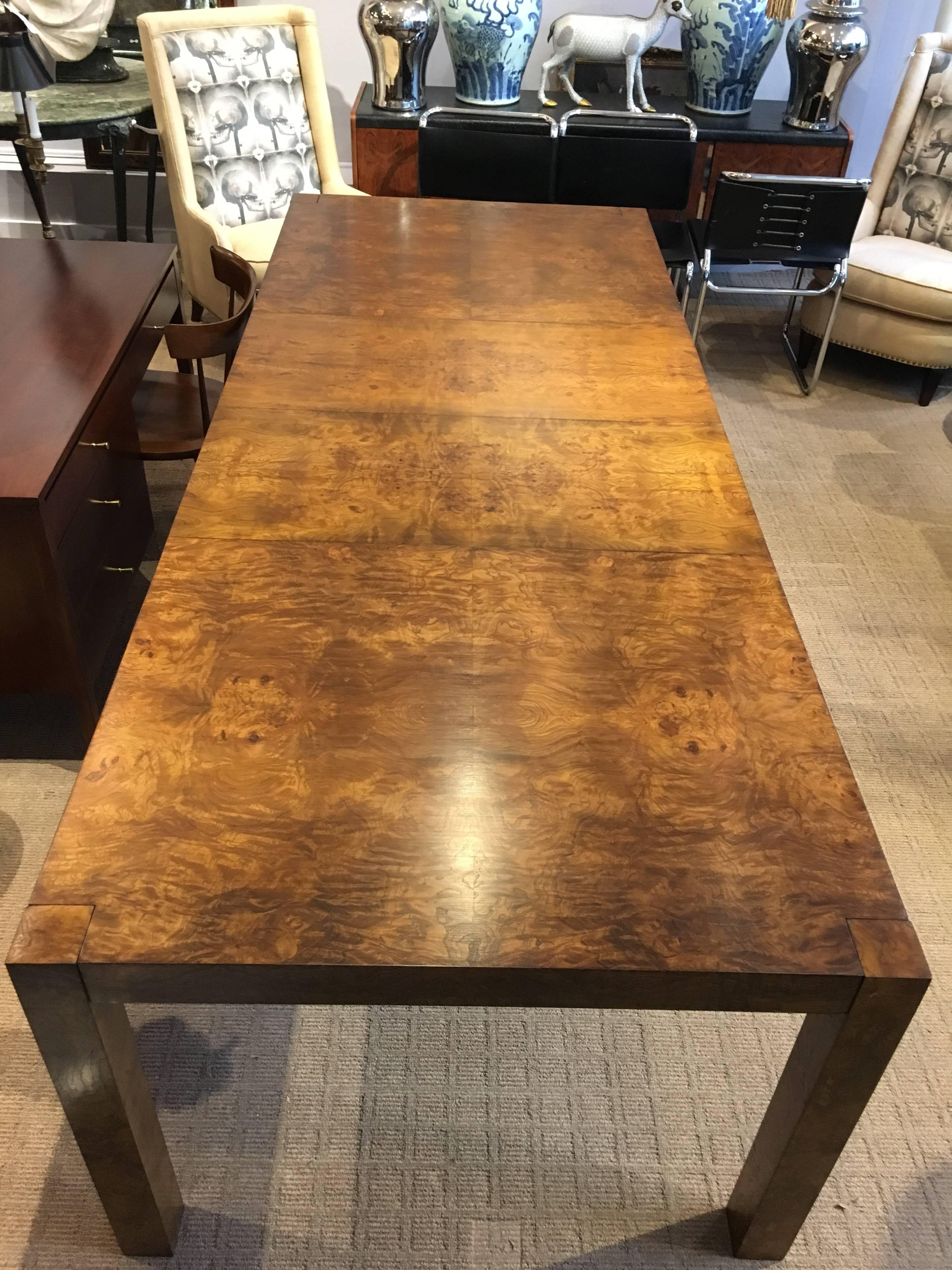 Stunning Milo Baughman Burl Dining Table at 1stDibs