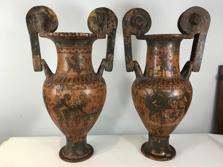 Pair of Grand Tour Greek Homoerotic Attic Urns at 1stDibs