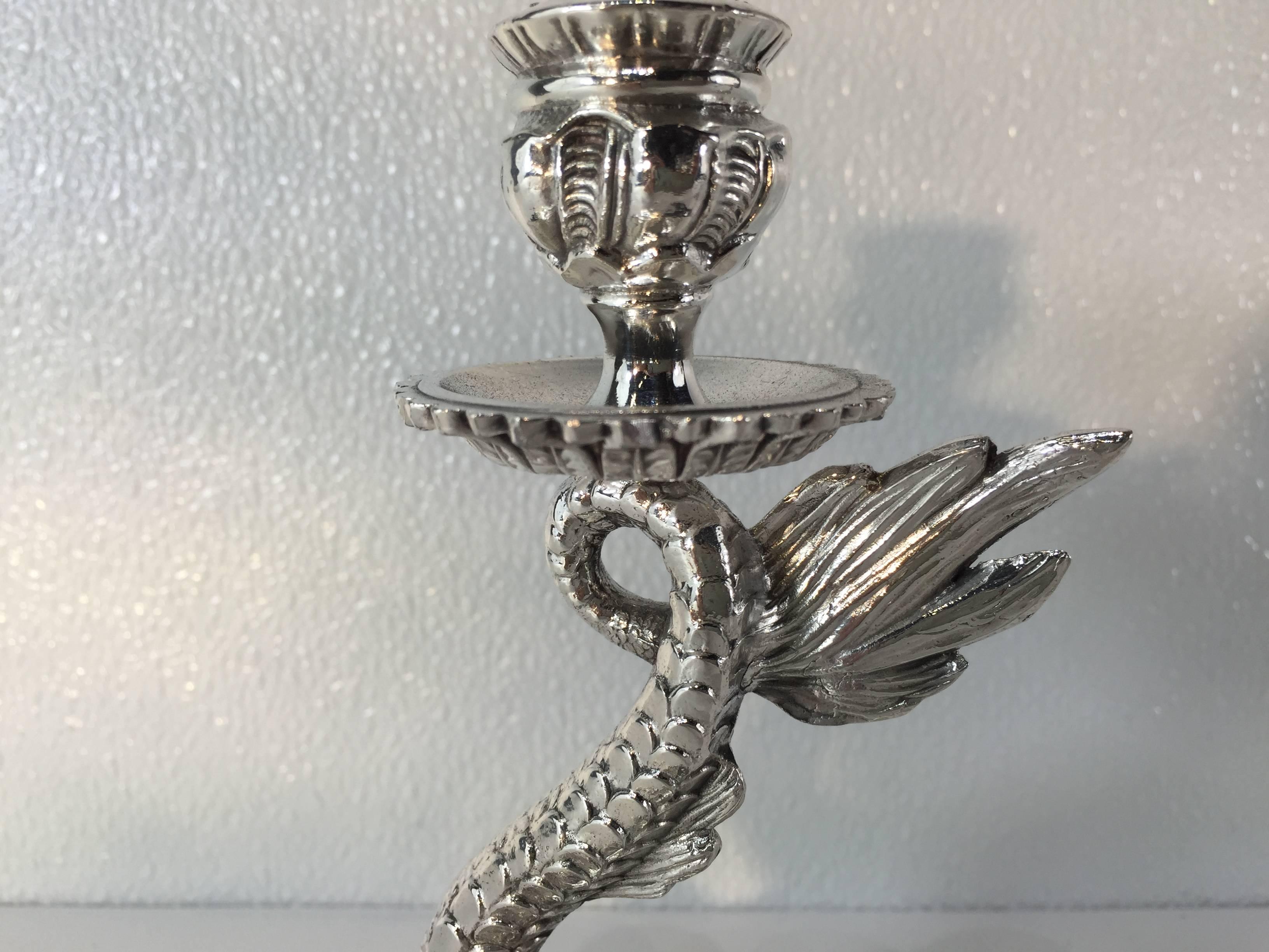 Silver Plated Bronze Dolphin Candlesticks at 1stDibs | dolphin candle ...