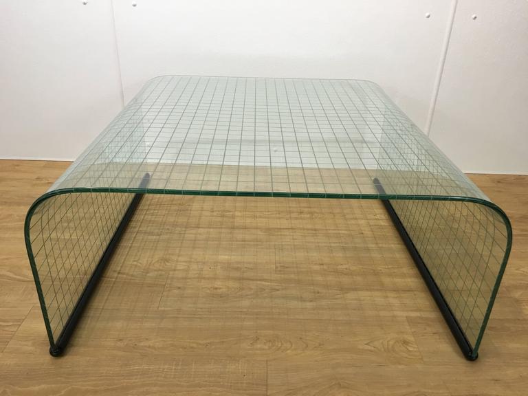 Waterfall Grid Pattern Glass Coffee Table at 1stDibs