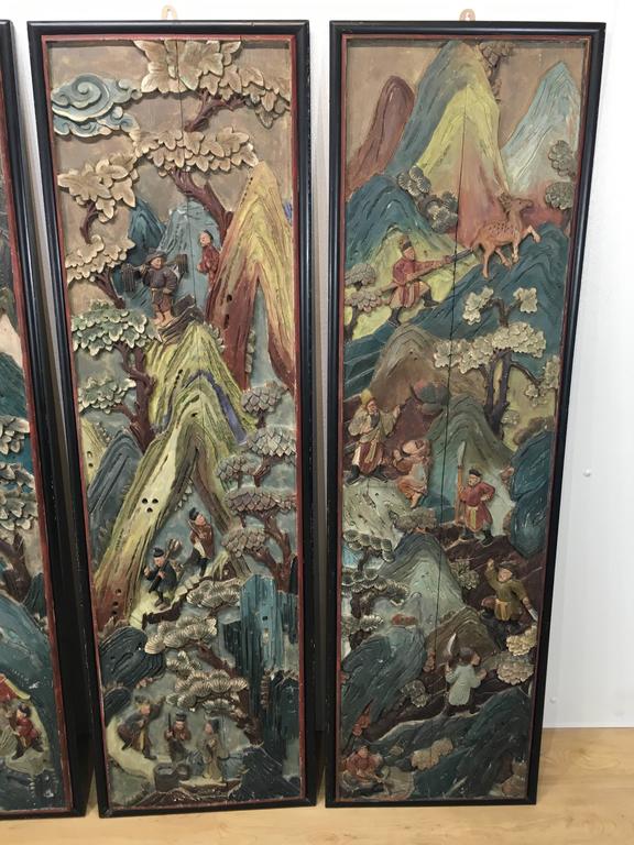Four Carved Chinese Panels at 1stDibs