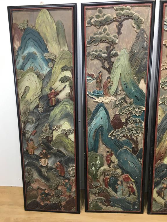 Four Carved Chinese Panels at 1stDibs