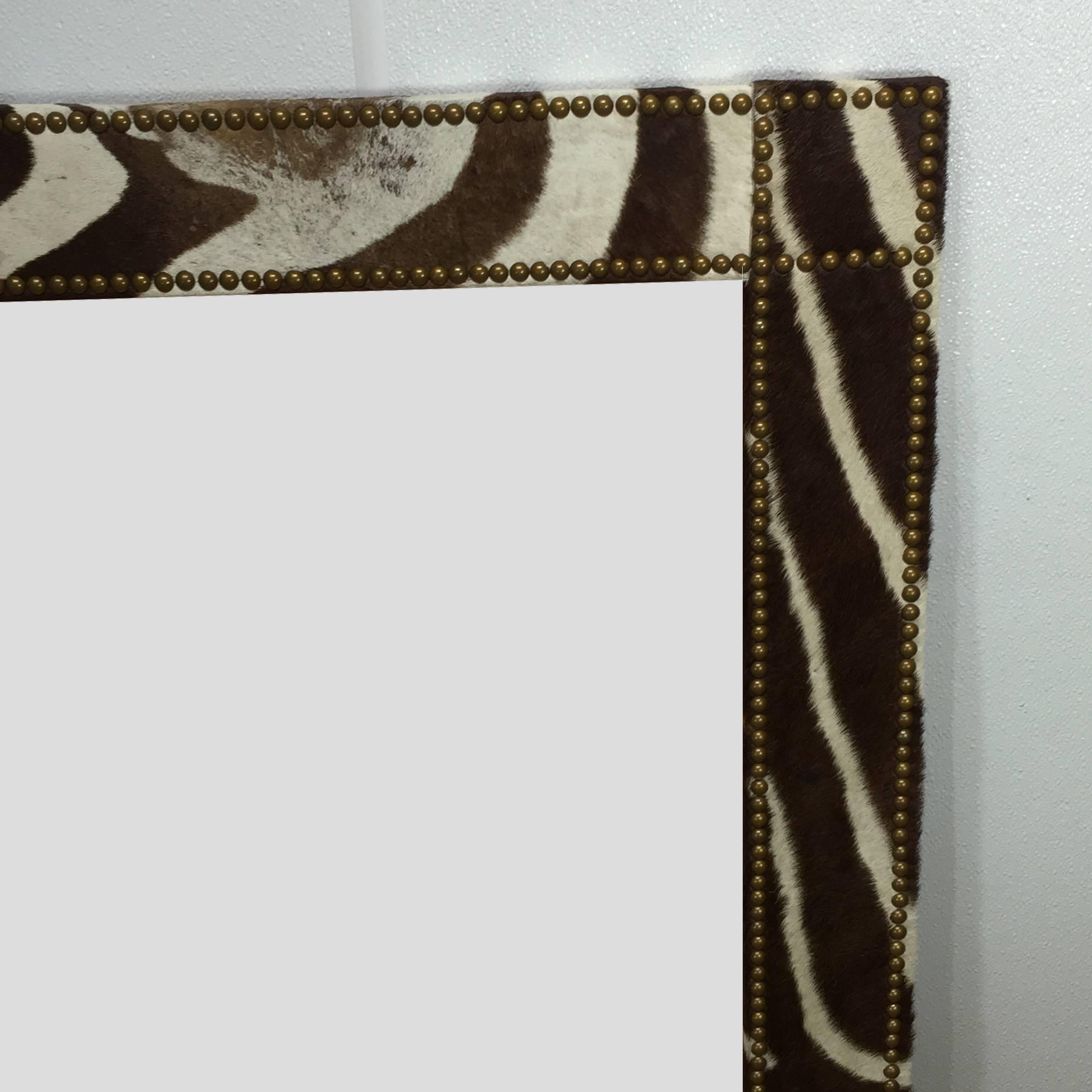 Large Zebra Hide Mirror at 1stDibs