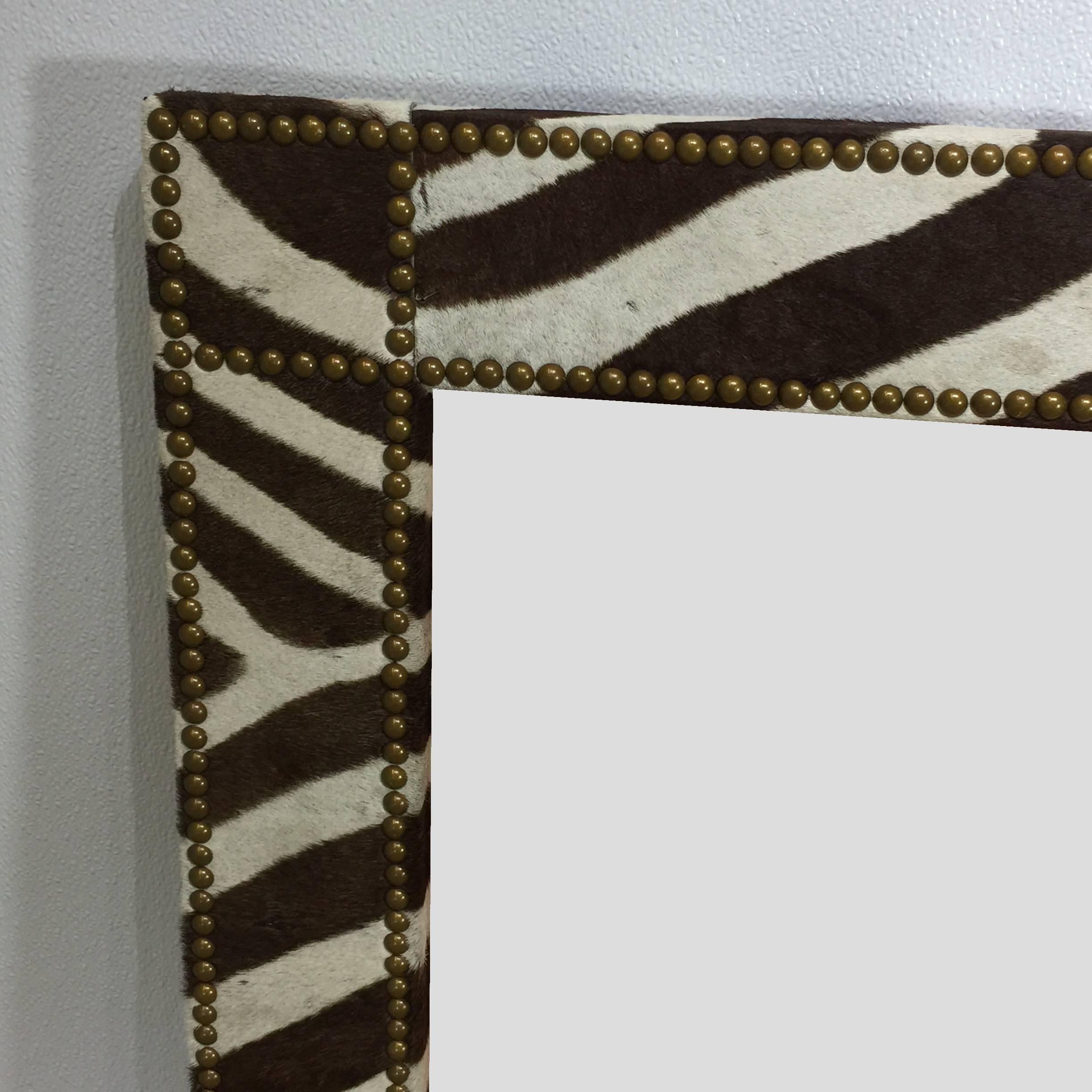 Large Zebra Hide Mirror at 1stDibs