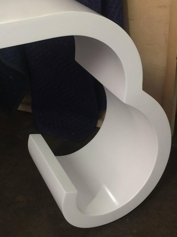 White Lacquered Scroll Console in the Manner of Karl Springer at 1stDibs