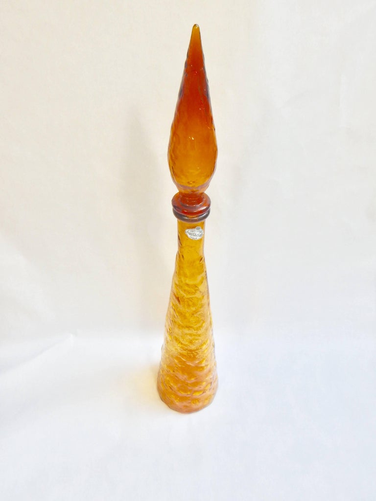 Mid-Century Amber Glass Bottle Decanter, Italy at 1stDibs