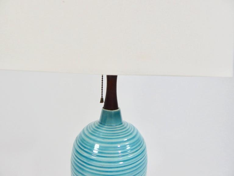 Mid-Century Glazed Ceramic Turquoise Table Lamp For Sale at 1stDibs ...