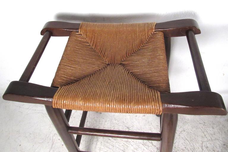 Unique Vintage Set of Rush Seat Bar Stools in the Style of Charlotte ...