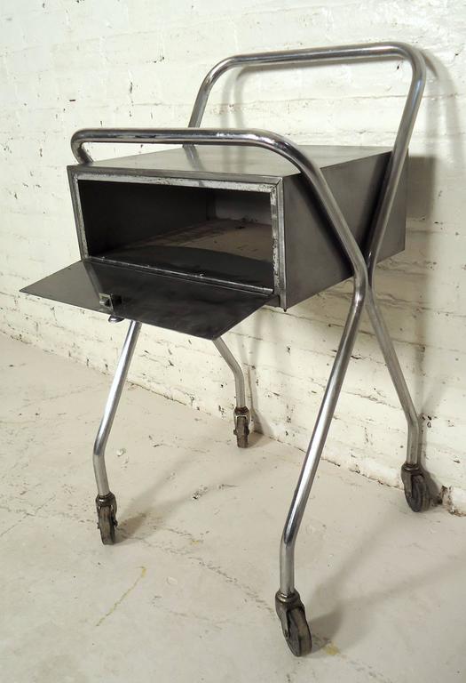 Petite Industrial Rolling Table For Sale at 1stDibs