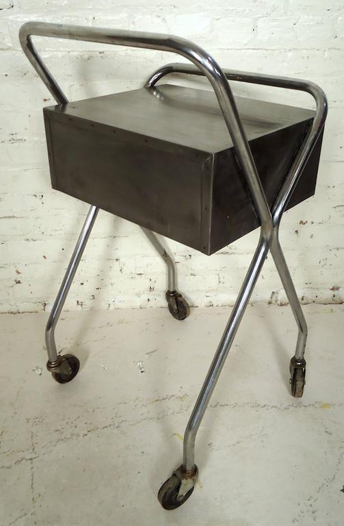 Petite Industrial Rolling Table For Sale at 1stDibs