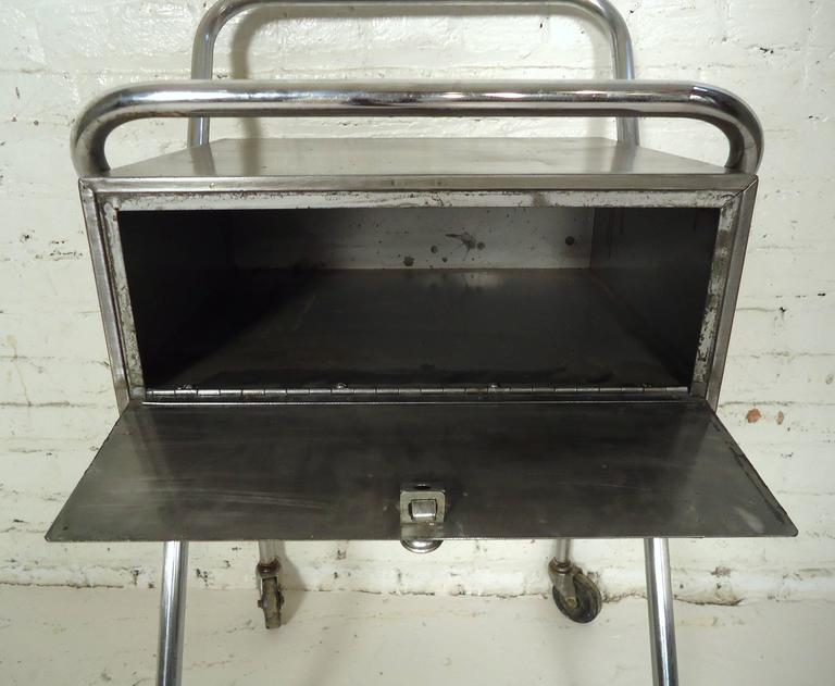 Petite Industrial Rolling Table For Sale at 1stDibs